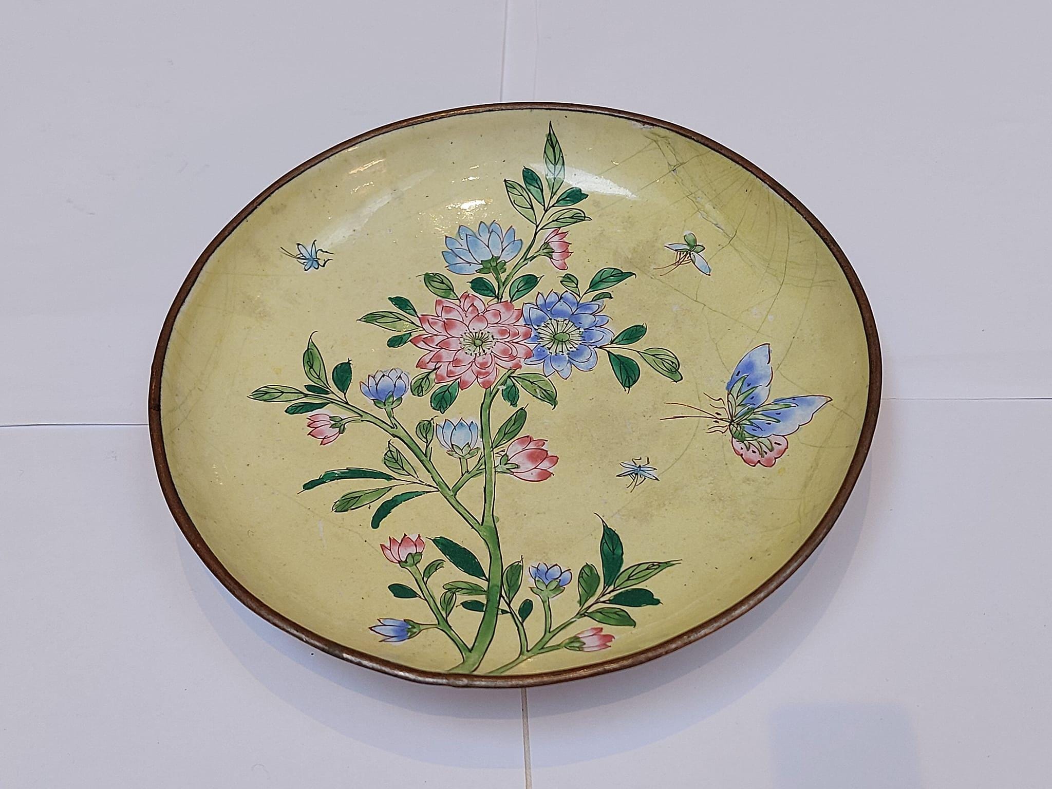 Chinese Old ~painted Enamel Floral Dish - Etsy