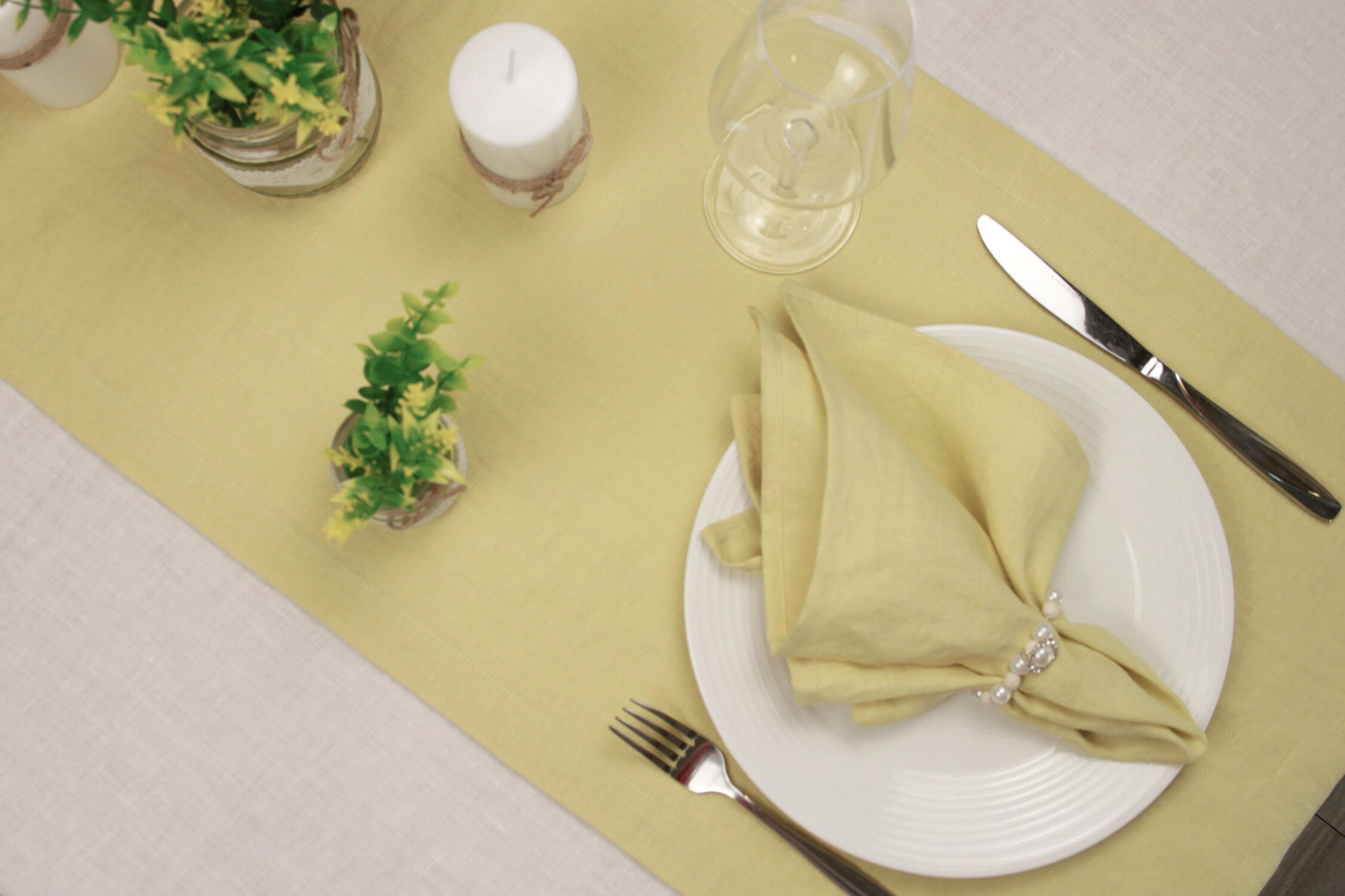 Fall Linen Table Runner Mustard Yellow Table Linens for - Etsy