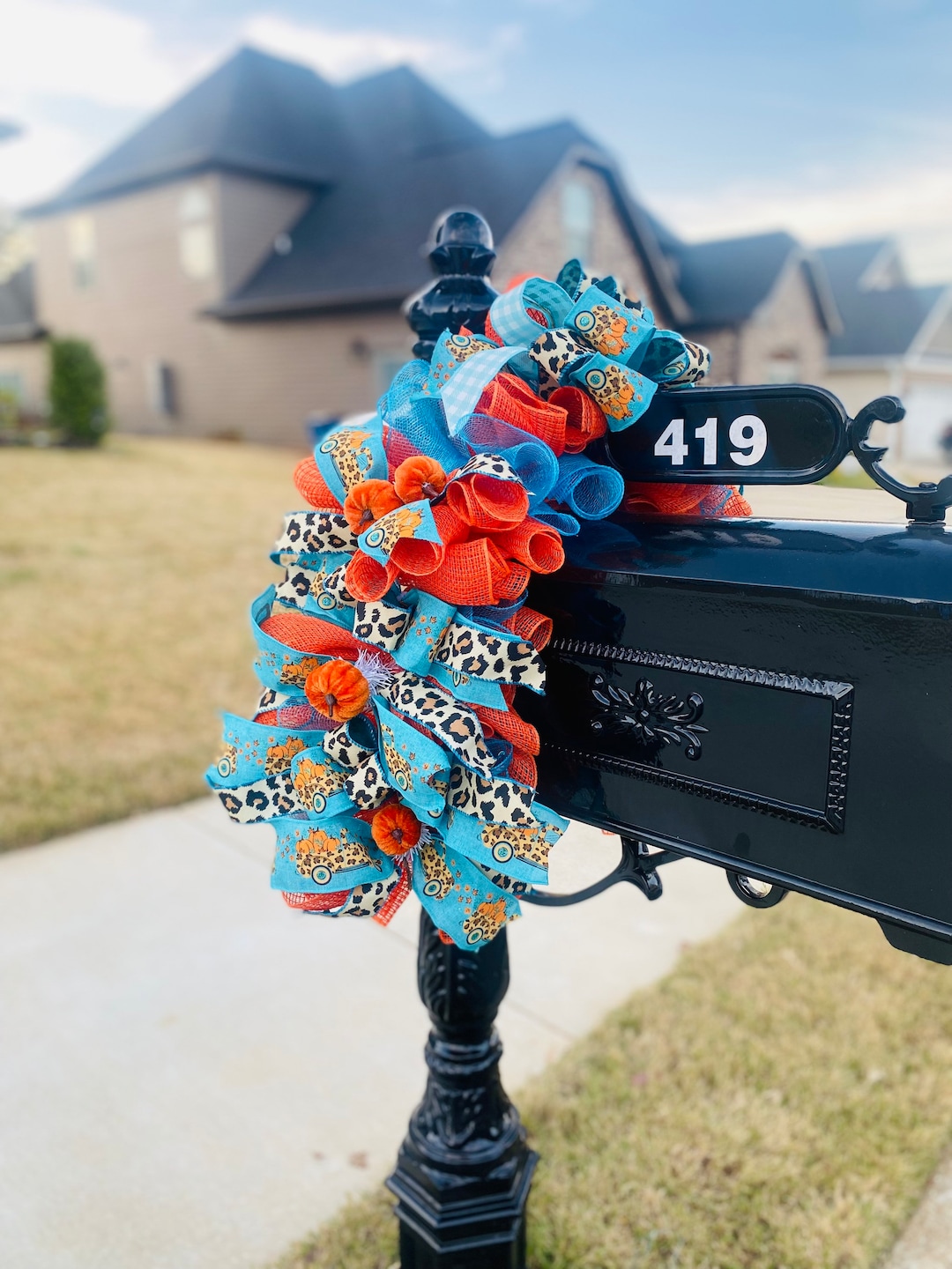 Leopard Truck Mailbox Swag, Fall Mailbox Swag, Thanksgiving Swag ...