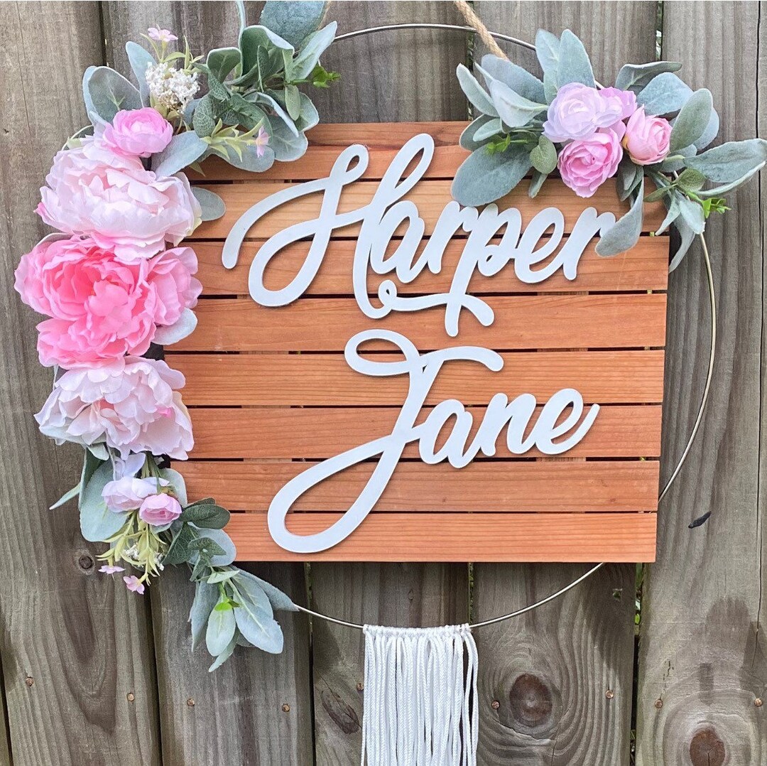 Boho Nursery Door Hanger, Chic Door Hanger, Nursery Decoration, Nursery ...