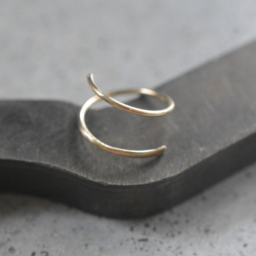 14K Gold String Hoop Piercing - Etsy