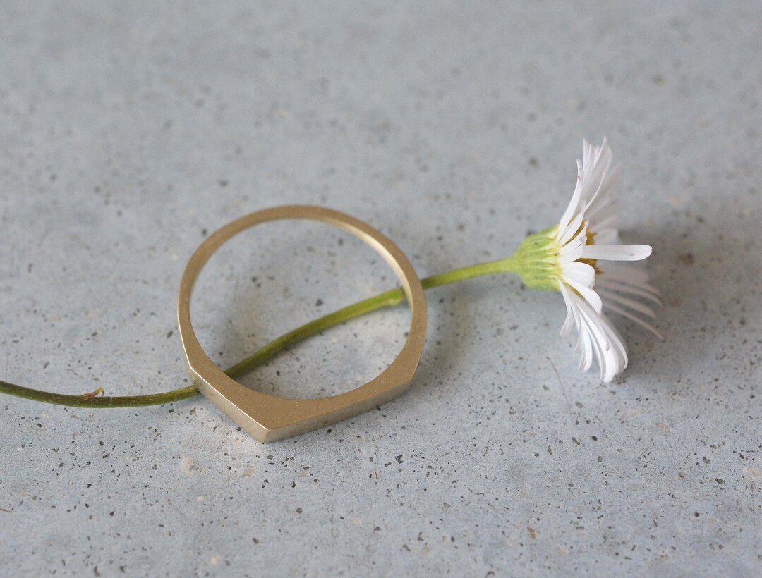 Solid Silver Ring, Women Signet Ring, Delicate Signet Ring, Geometric ...