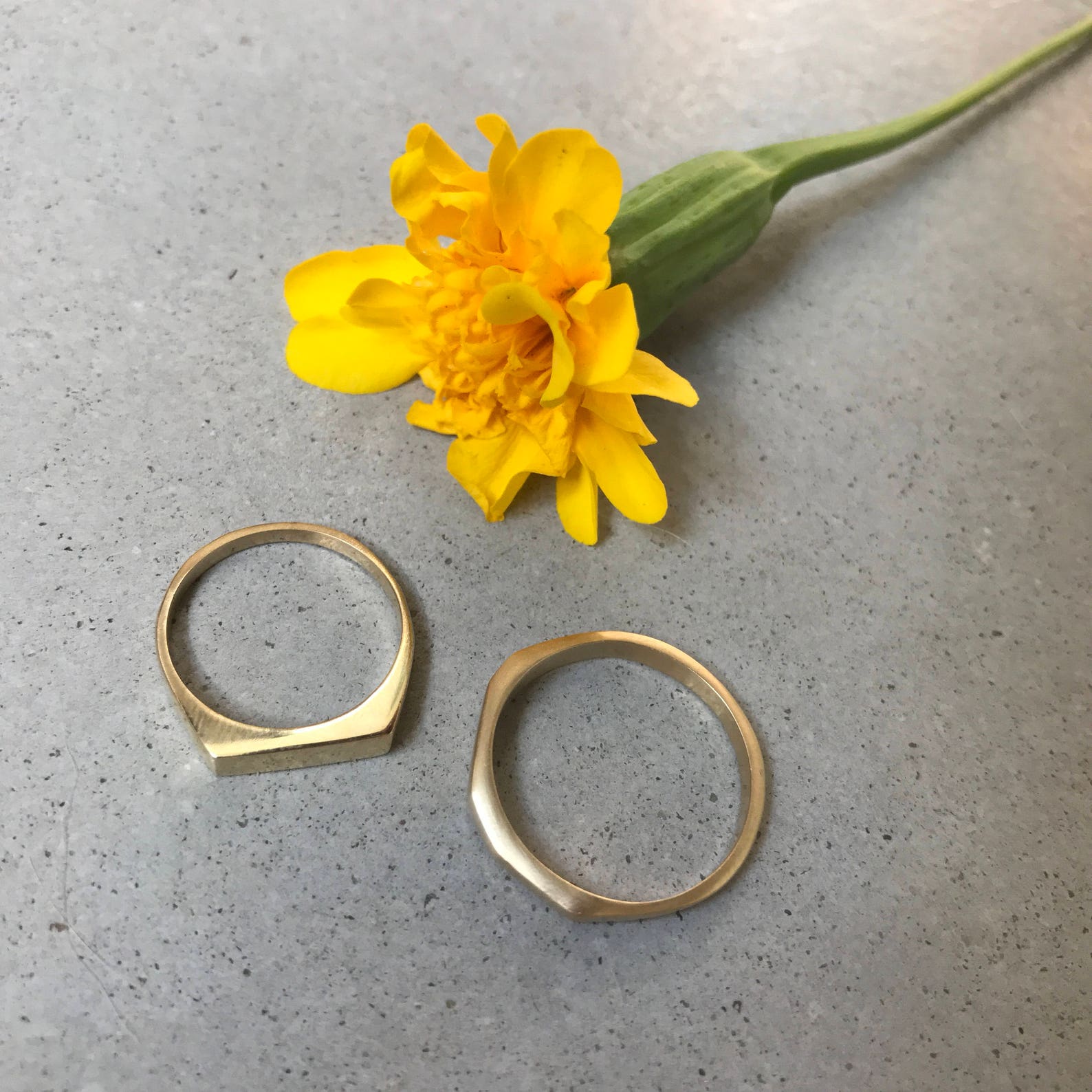 14k Solid Gold Ring 14k Gold Delicate Signet Ring Simple | Etsy