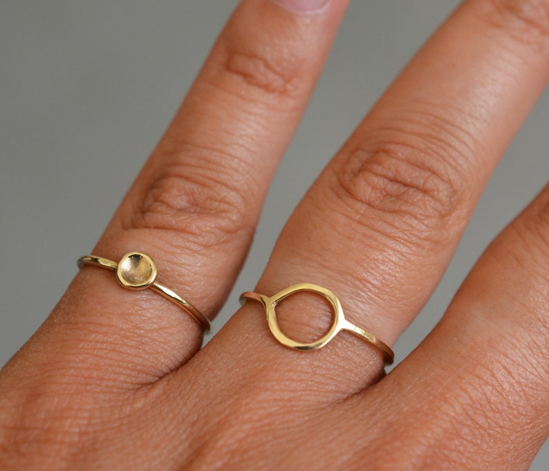 Women Gold Ring Band Delicate Ring 14k Gold Simple Ring | Etsy