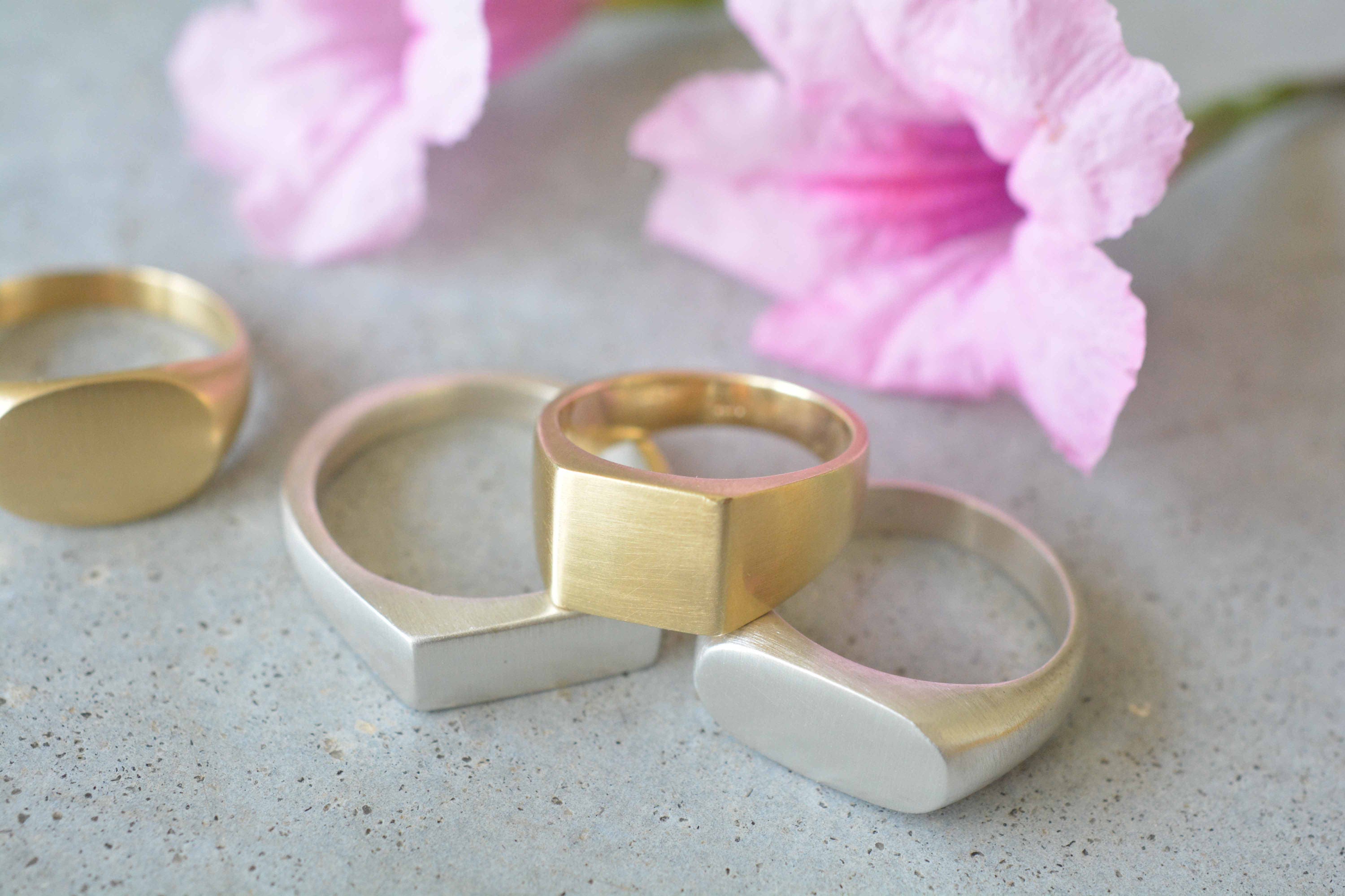 18k gold signet ring square gold ring solid gold ring 18k | Etsy