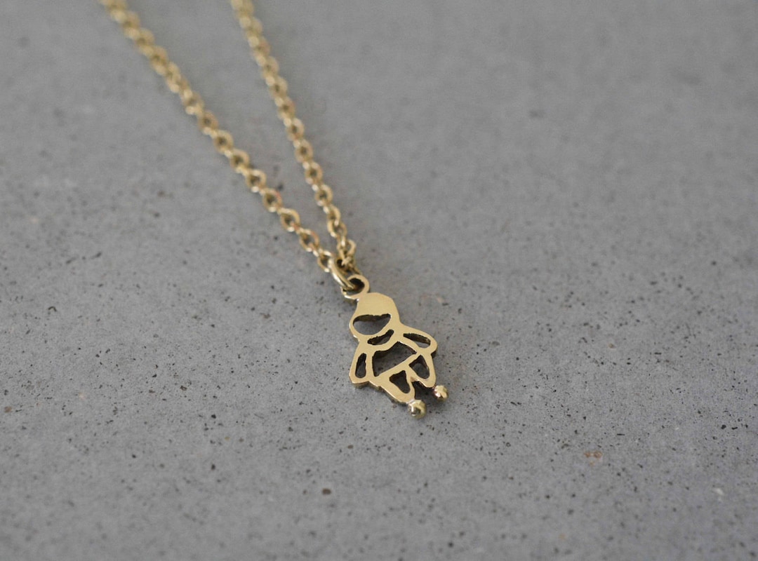 Children Pendant, Mom Pendant, 14K Yellow Gold Chain Necklace, 14k ...