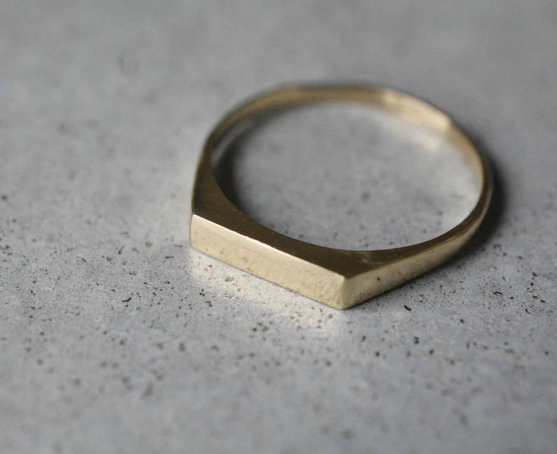 14k Solid Gold Ring 14k Gold Delicate Signet Ring Simple | Etsy