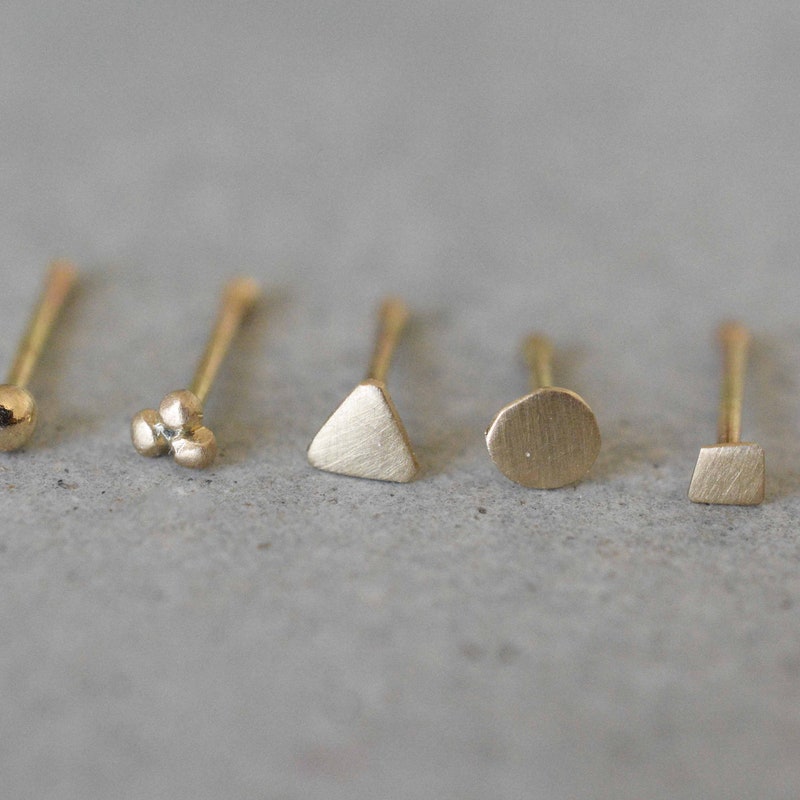 14k Gold Nose Stud Square - Etsy