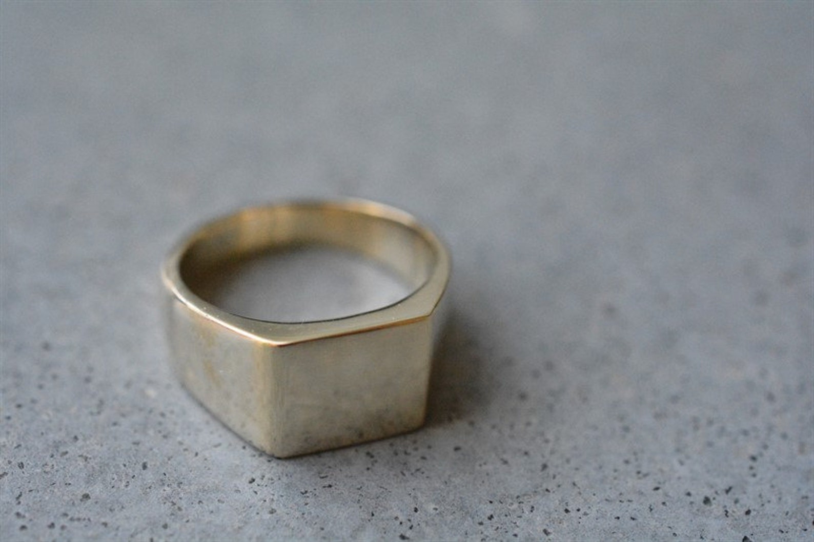 18k Gold Signet Ring Square Gold Ring Solid Gold Ring 18k | Etsy