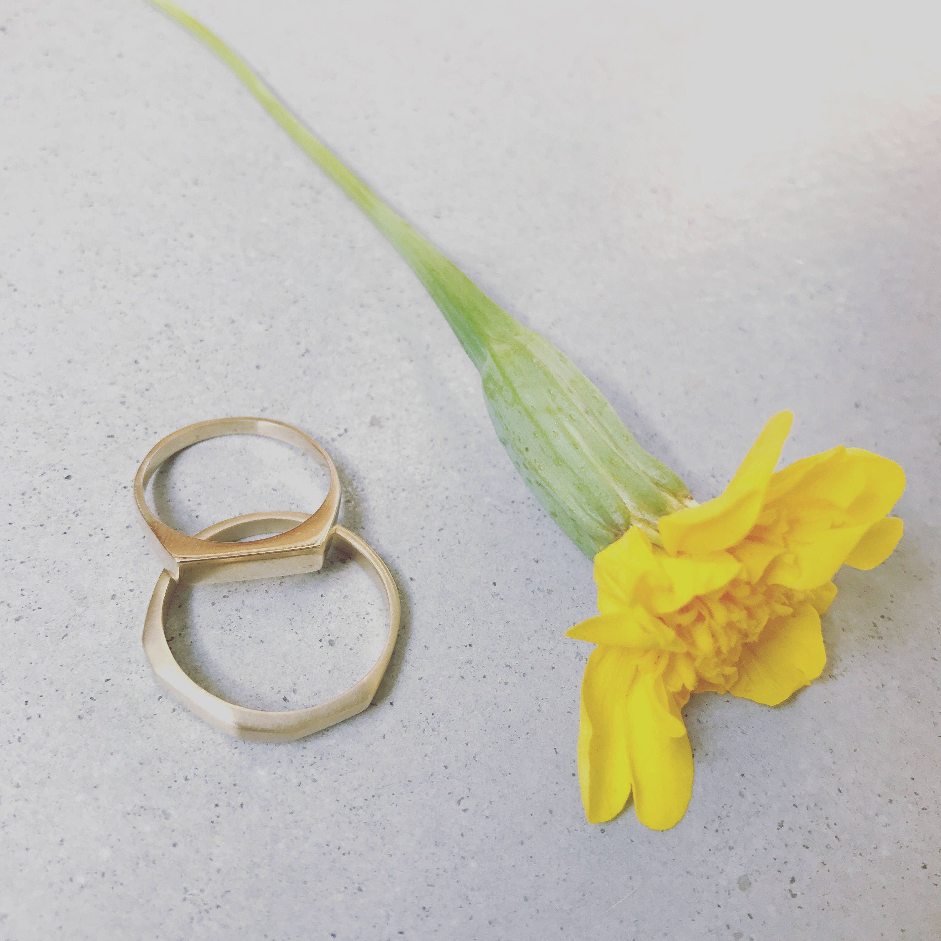 14k solid gold ring 14k gold delicate signet ring Simple | Etsy