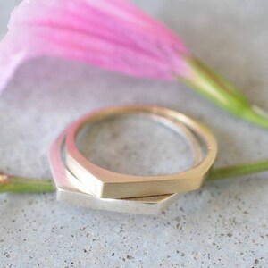 Solid Silver Ring, Women Signet Ring, Delicate Signet Ring, Geometric ...