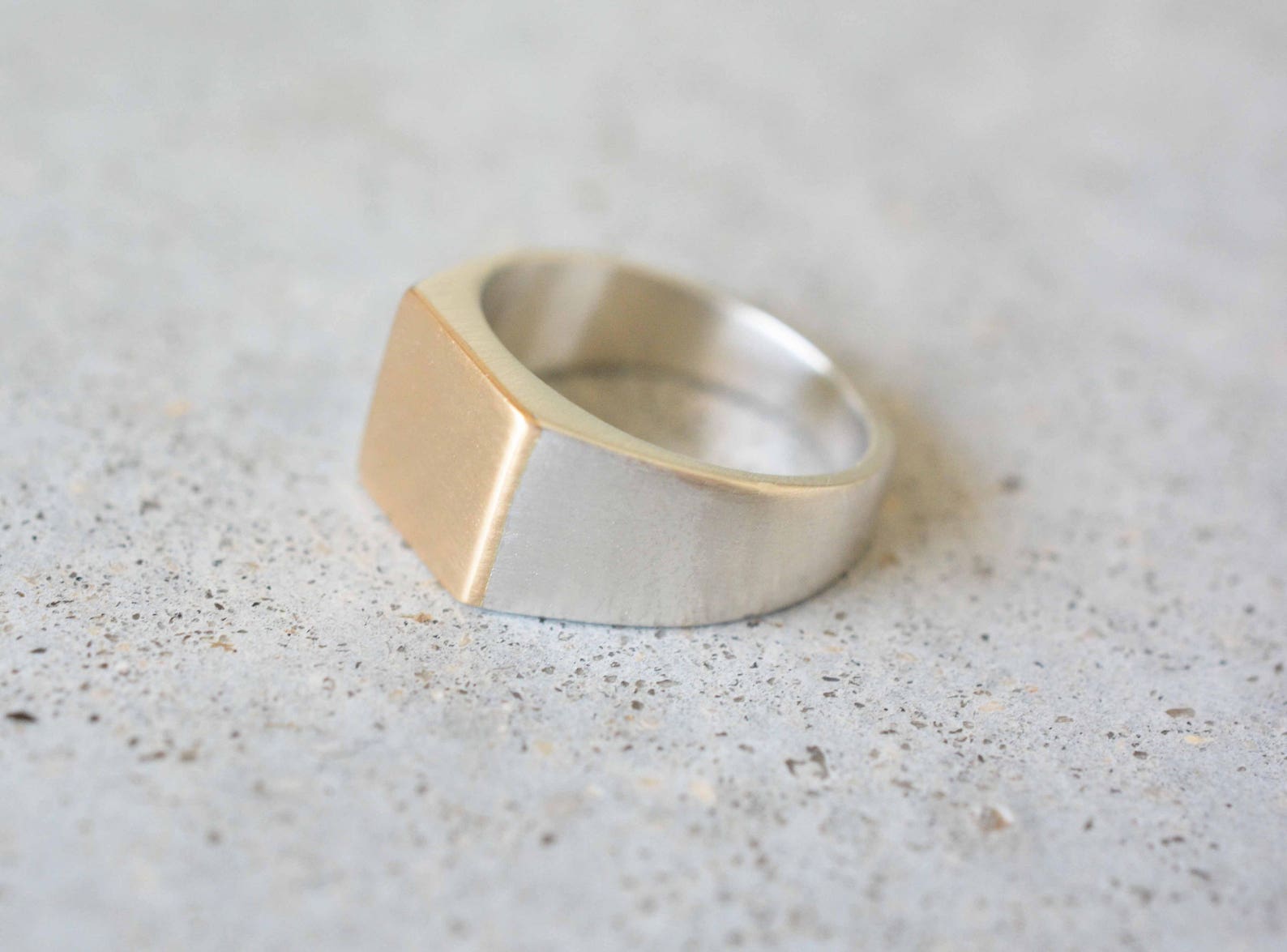 Gold and silver ring 22k and silver solid ring sterling | Etsy