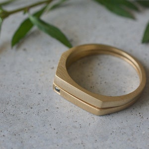 Solid Silver Ring, Women Signet Ring, Delicate Signet Ring, Geometric ...