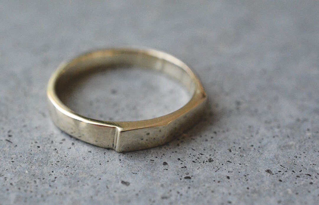 14k Gold Asymmetric Wedding Ring, 14k Gold Solid Ring, 14k Gold Wedding ...