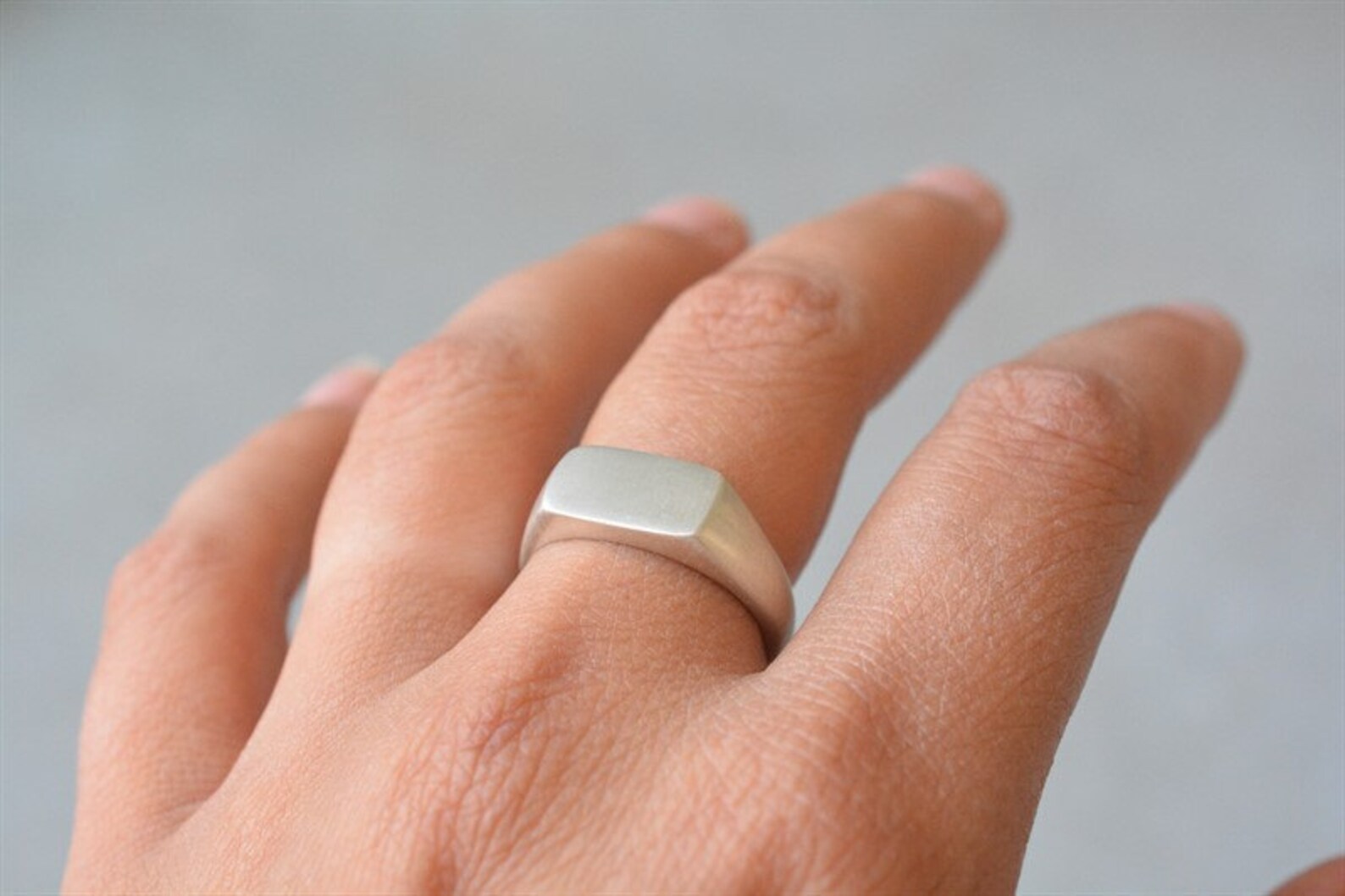 White Gold Signet Ring, Signet Ring, Seal Ring, Solid Gold Ring, Mens ...