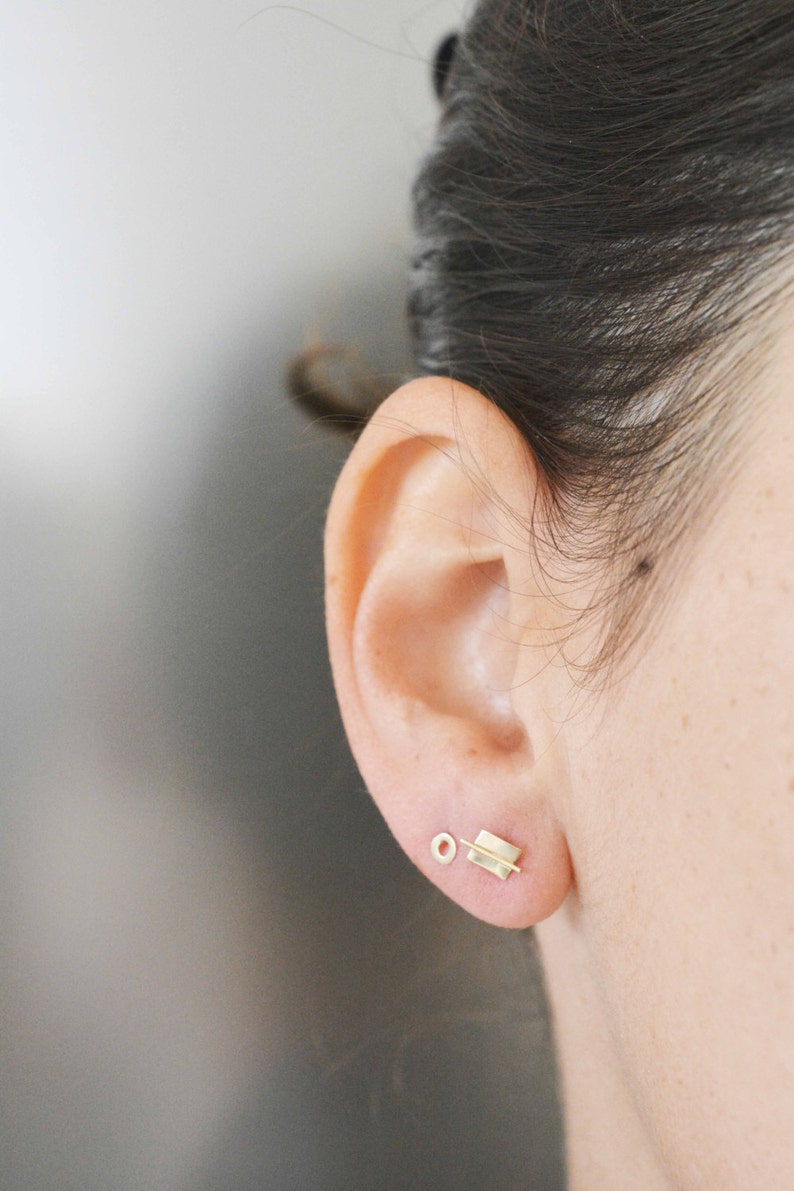 Solid 14k Gold Studs, Gift for Her Gold Earrings, Mix and Match ...