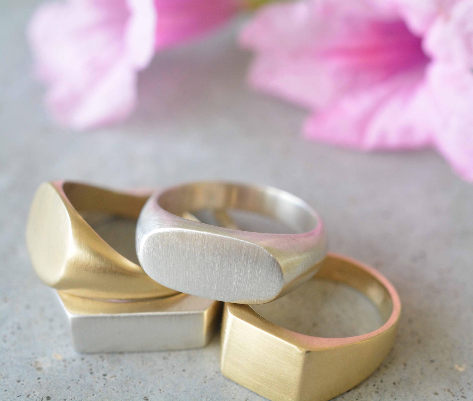 Oval Signet Ring White Gold Ring Seal Ring White Gold | Etsy