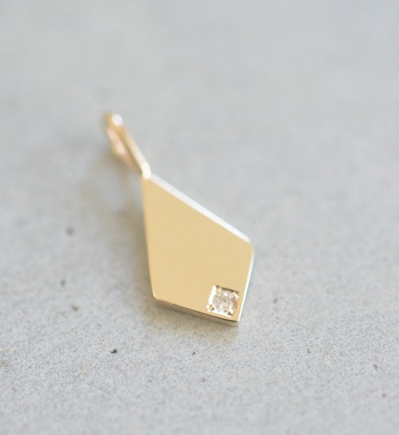 14k Solid Gold Diamond Charm Pendant | Etsy UK