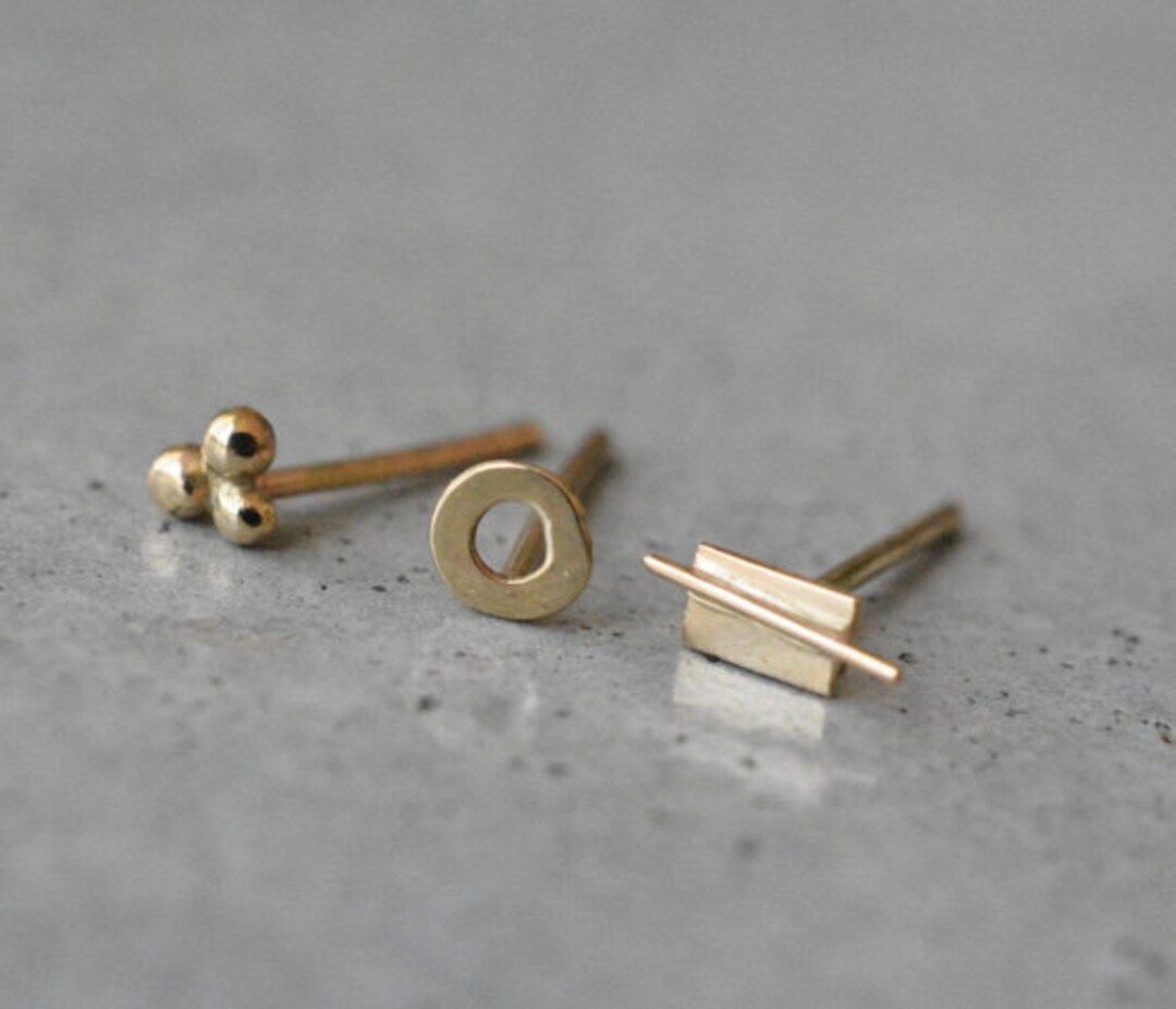 14k Gold Stud Earrings Gold Stud Earrings Solid Gold Stud - Etsy