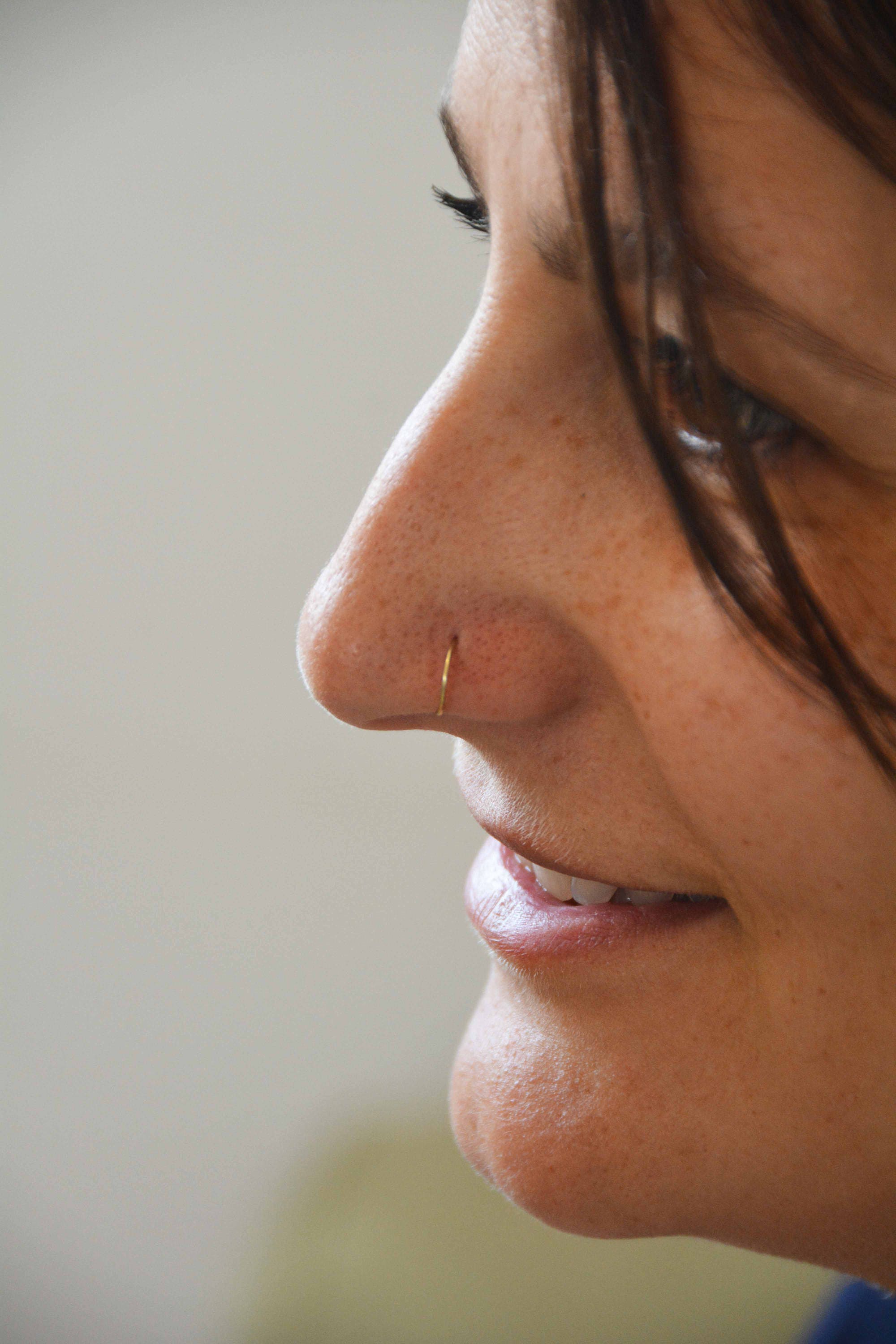 14k gold nose ring solid gold nose ring gold nose ring 14k | Etsy