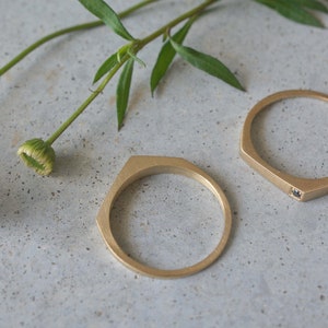 Solid Silver Ring, Women Signet Ring, Delicate Signet Ring, Geometric ...