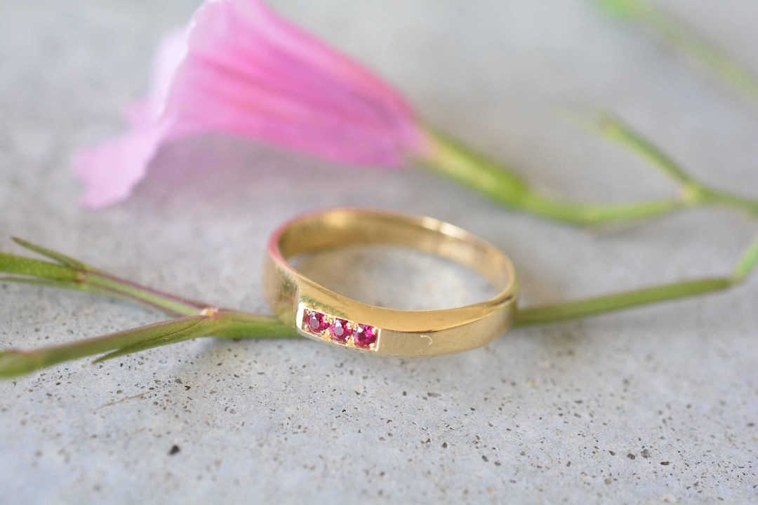 Ruby Ring ,14k Gold Solid Ring, 14k Gold Ring Ruby, Ruby Gold Band, 14k ...