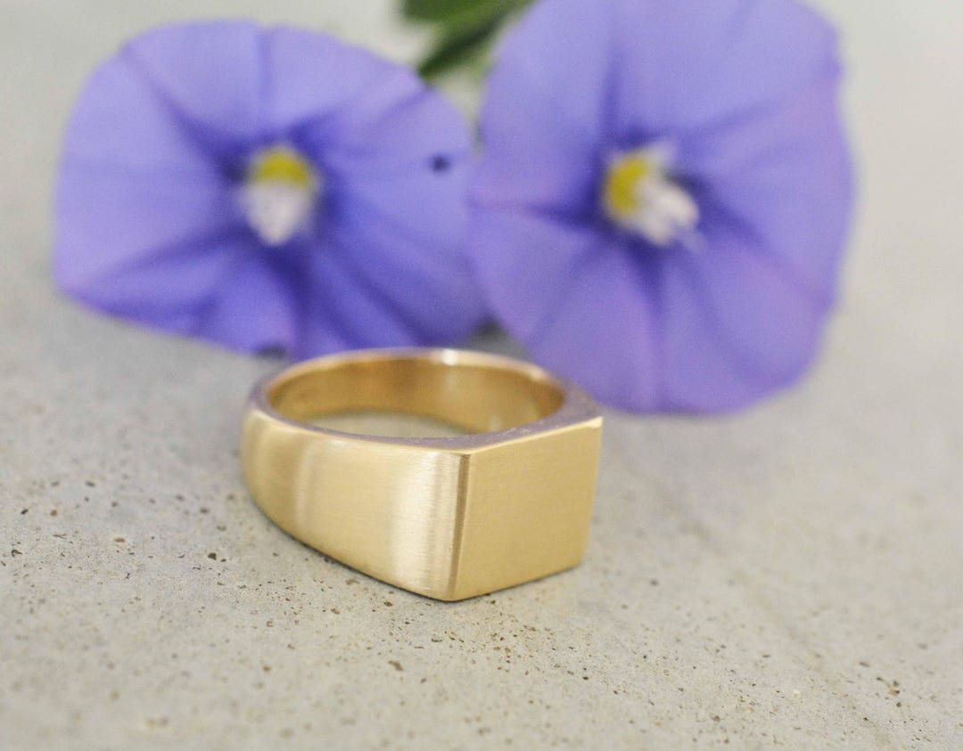 Gold Signet Ring Womea, Square Gold Ring, 14k Gold Solid Ring, 14k Gold ...