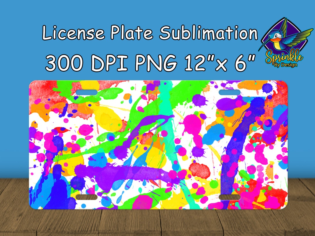 Paint Splatter License Plate Sublimation Sublimation License - Etsy