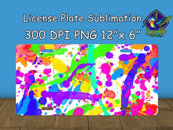 Paint Splatter License Plate Sublimation Sublimation License | Etsy