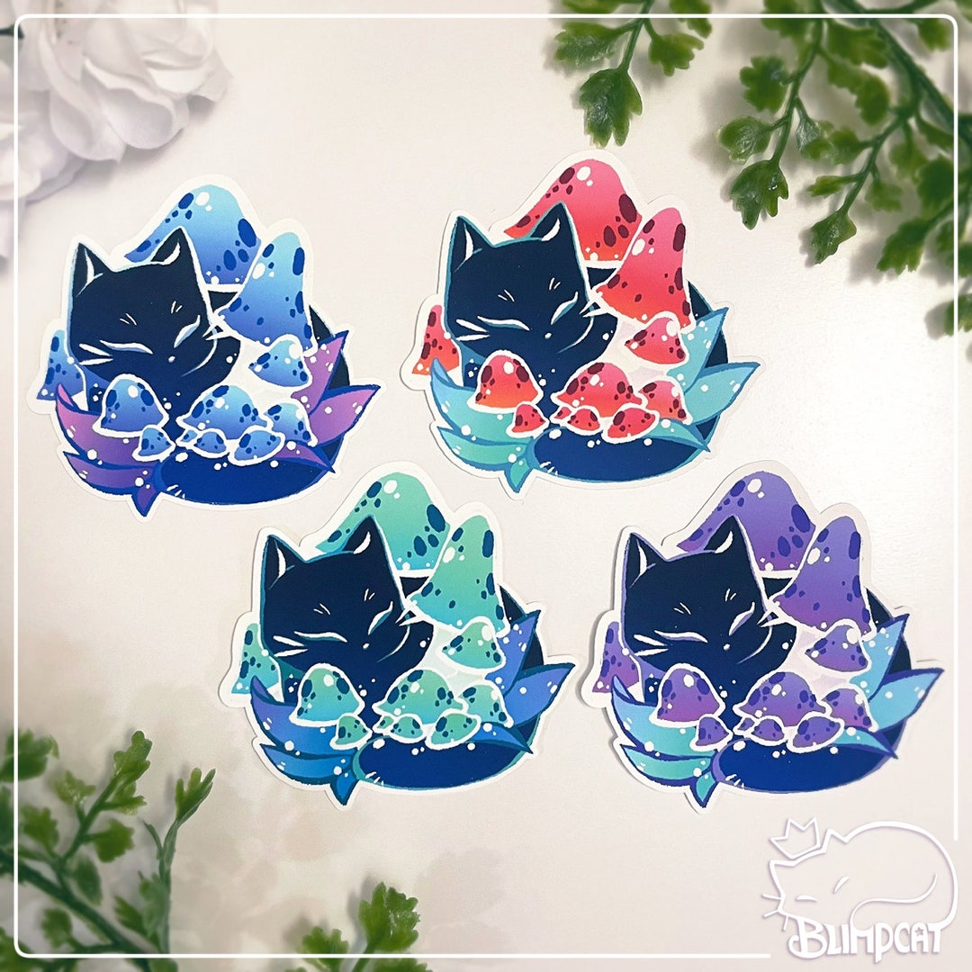 Mushroom Cat Stickers (original) - Etsy