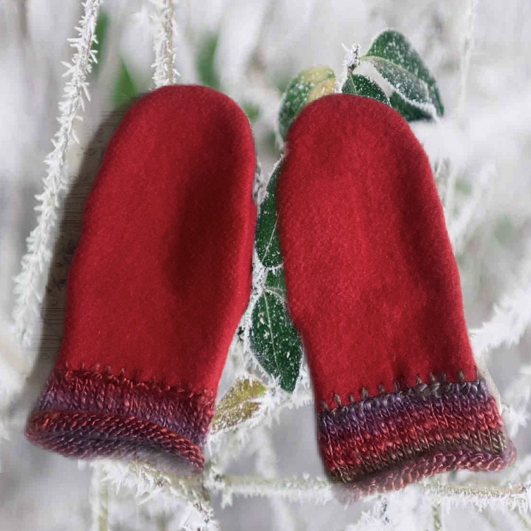 Handmade Repurposed Wool Sweater Mittens,red Wool Sweater Mittens ...