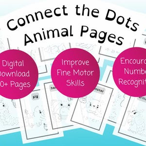 Animal Dot to Dot Coloring, Connect the Dots, Printable Coloring ...