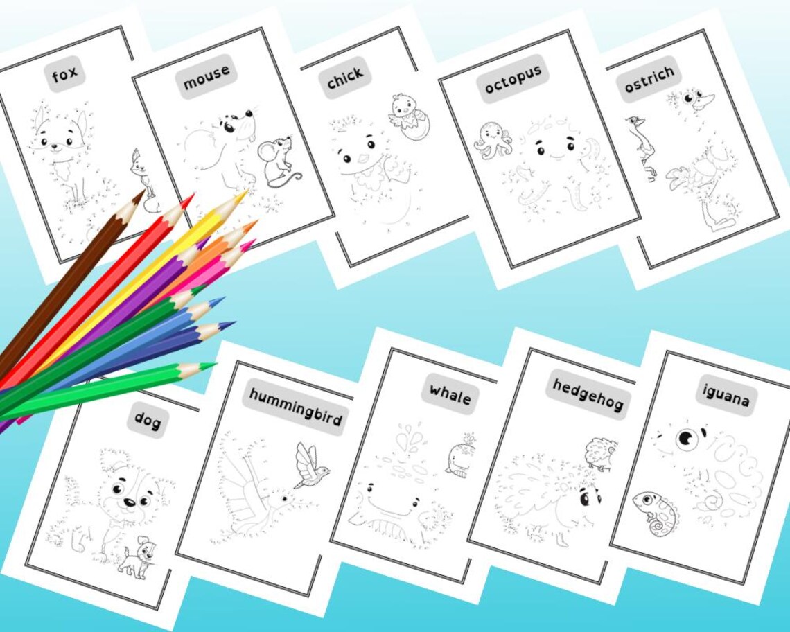 Animal Dot to Dot Coloring, Connect the Dots, Printable Coloring ...