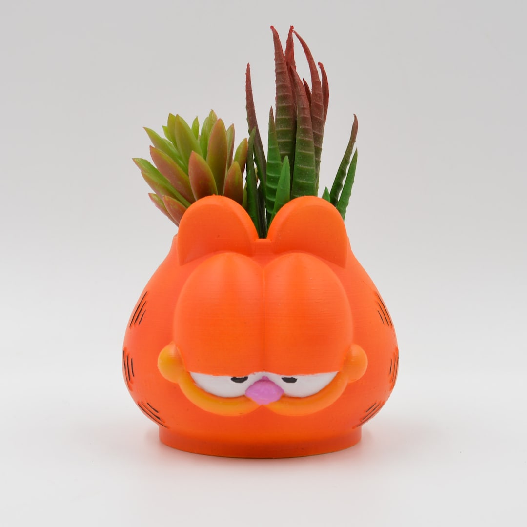 Hand Painted Animal Planter, Ready to Ship Orange Garfield Planter ...