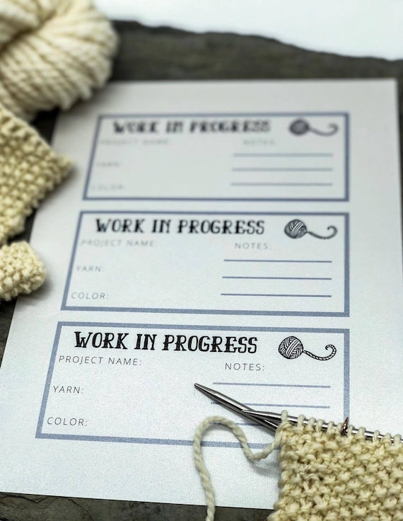 PRINTABLE Knitting Work in Progress Cards Instant Download | Etsy