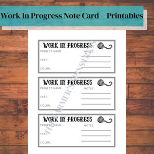 PRINTABLE Knitting Work in Progress Cards Instant Download - Etsy