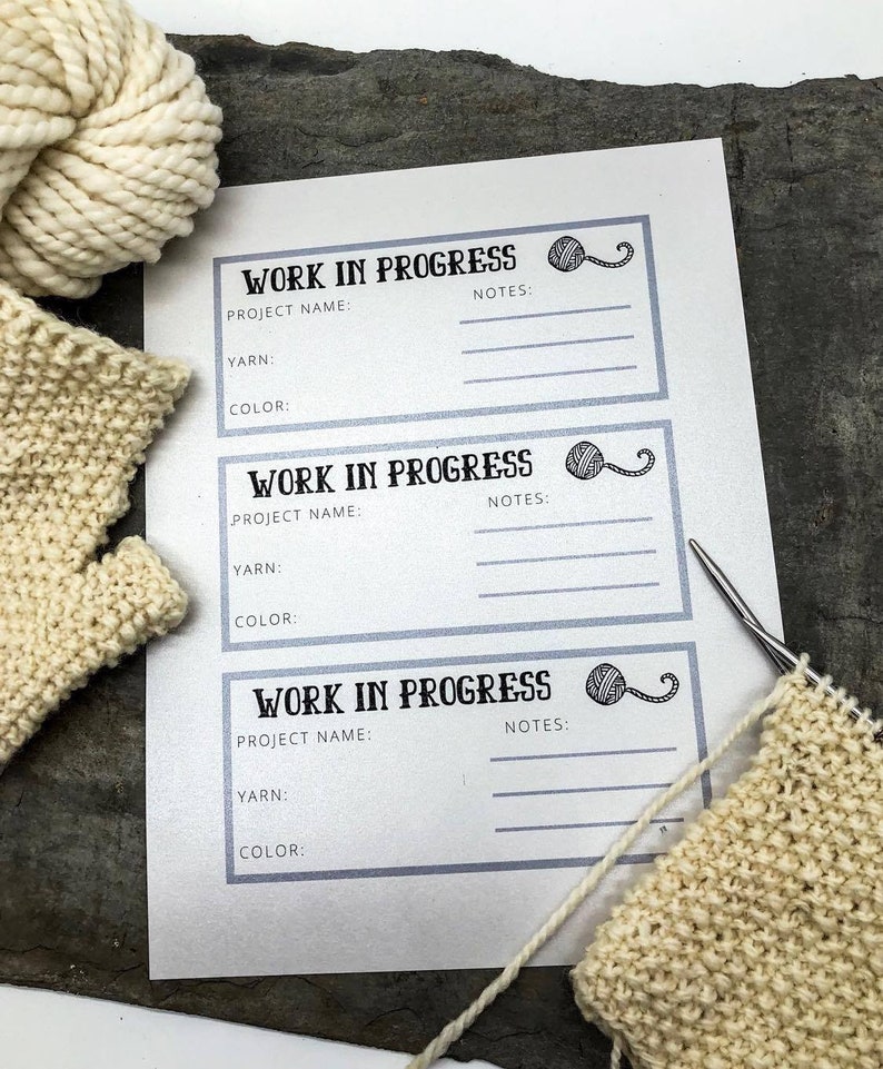 PRINTABLE Knitting Work in Progress Cards Instant Download - Etsy