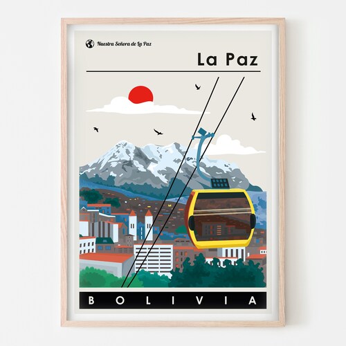 La Paz Bolivia Retro Travel Art Poster | Etsy