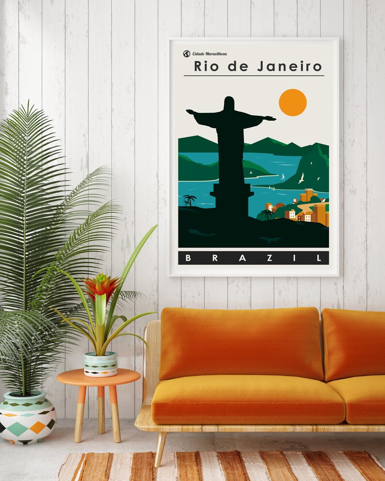 Rio de Janeiro Art Print Rio Travel Poster Minimal Wall | Etsy