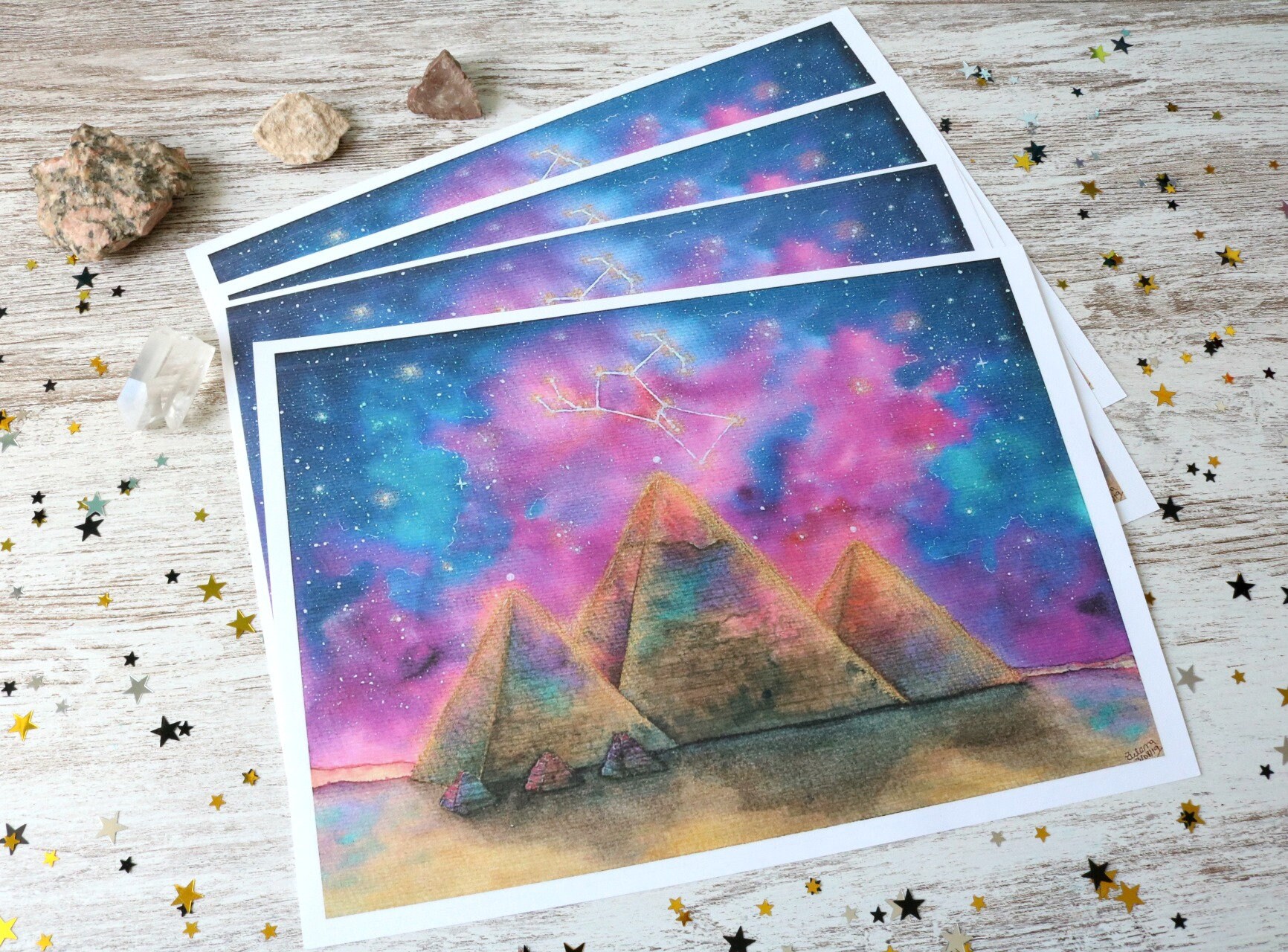 Pyramids of Giza Art Print in Watercolors. Pyramids of Egypt - Etsy