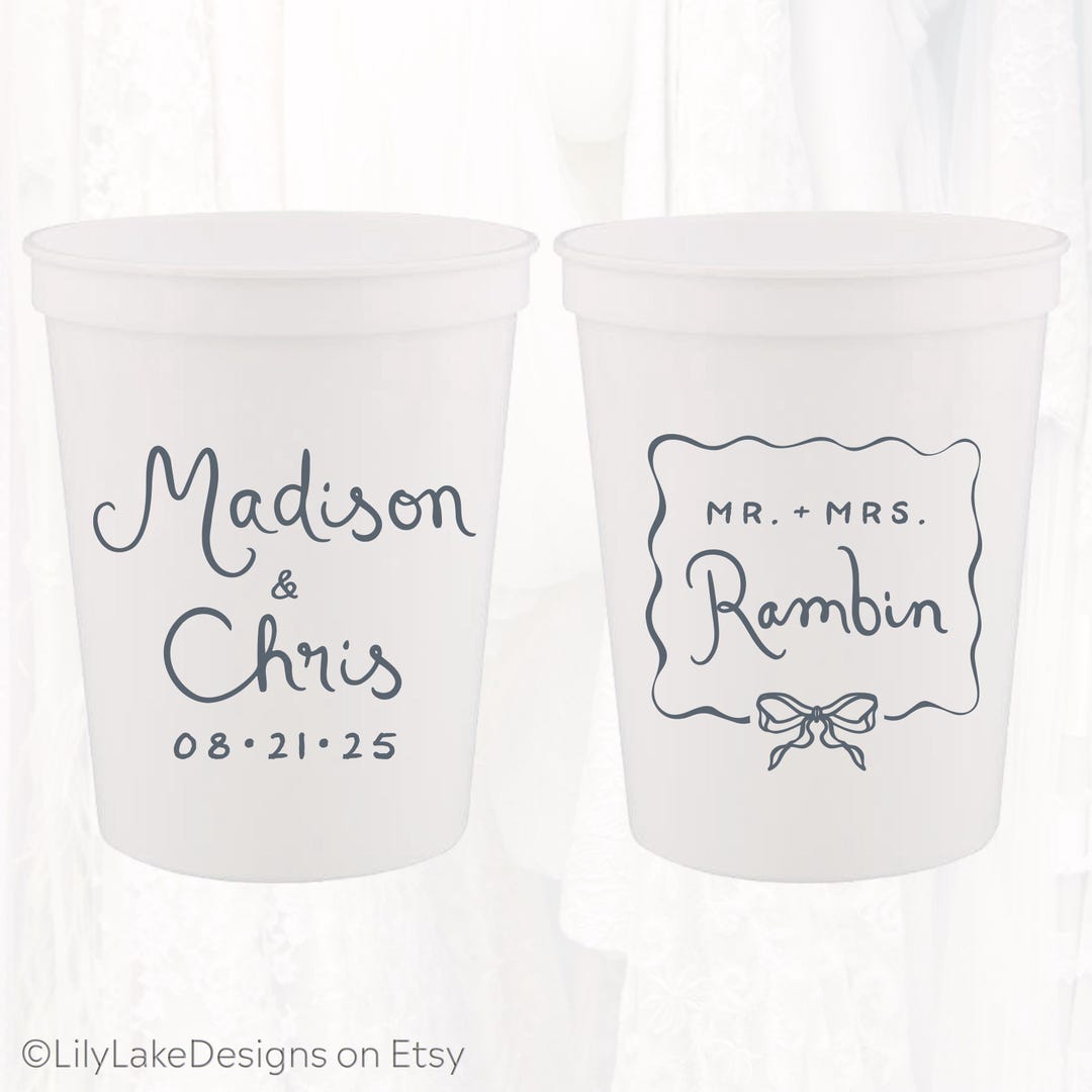 Personalized Wedding Stadium Cups, Custom Wedding Favors, 16oz Plastic ...