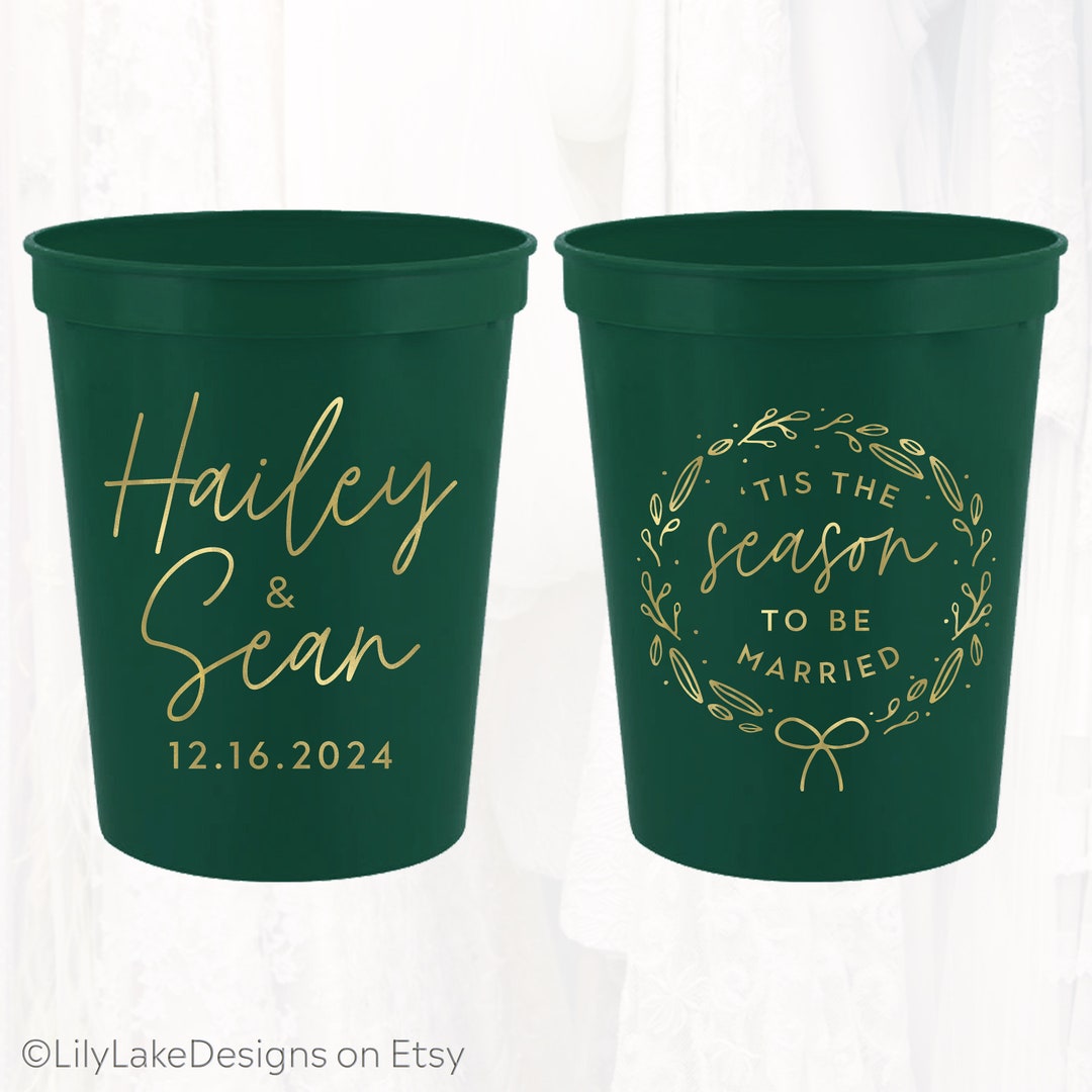 Personalized Winter Wedding Stadium Cup, 16oz, Customized Christmas ...