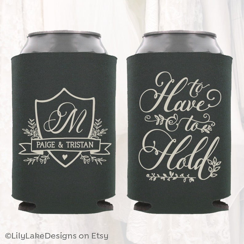 Personalized Floral Wedding Can Coolers | to Have and to Hold ...