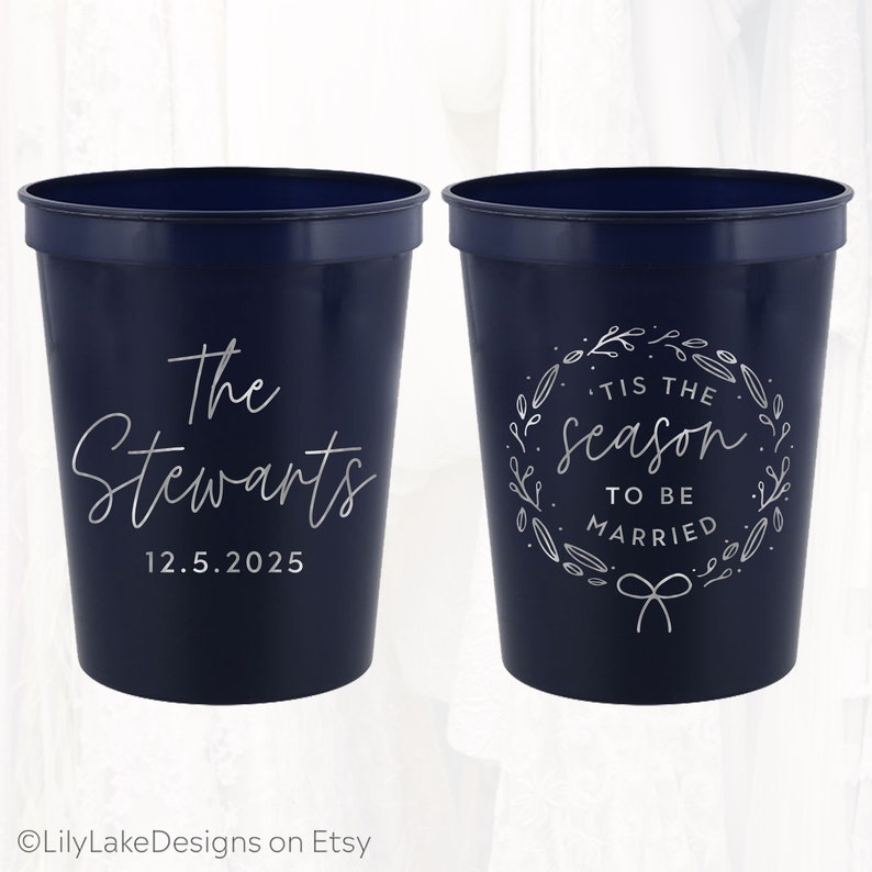 Personalized Winter Wedding Stadium Cup, 16oz, Customized Christmas ...