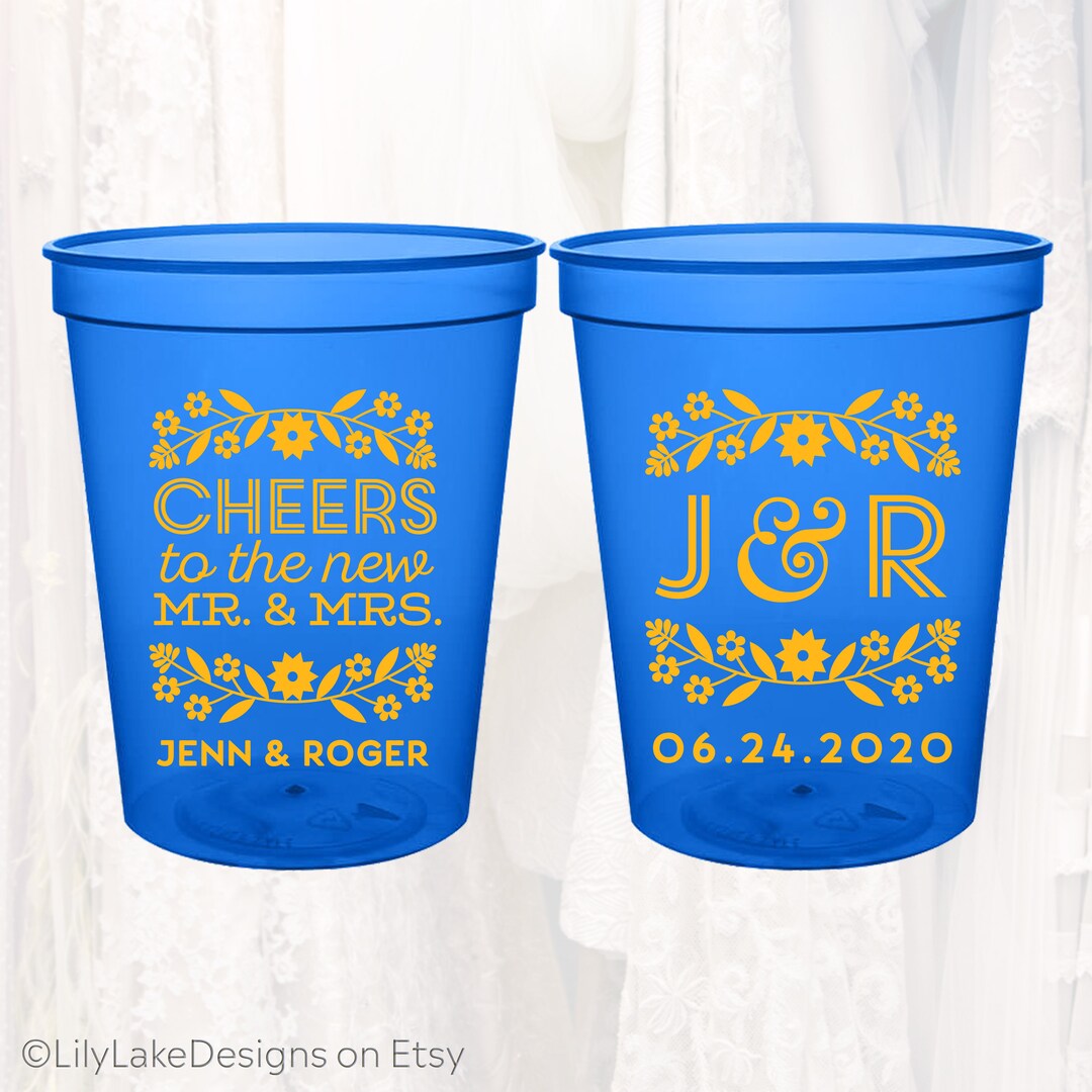 Personalized Fiesta Wedding Stadium Cups, 16oz, Mexico Wedding Favor ...
