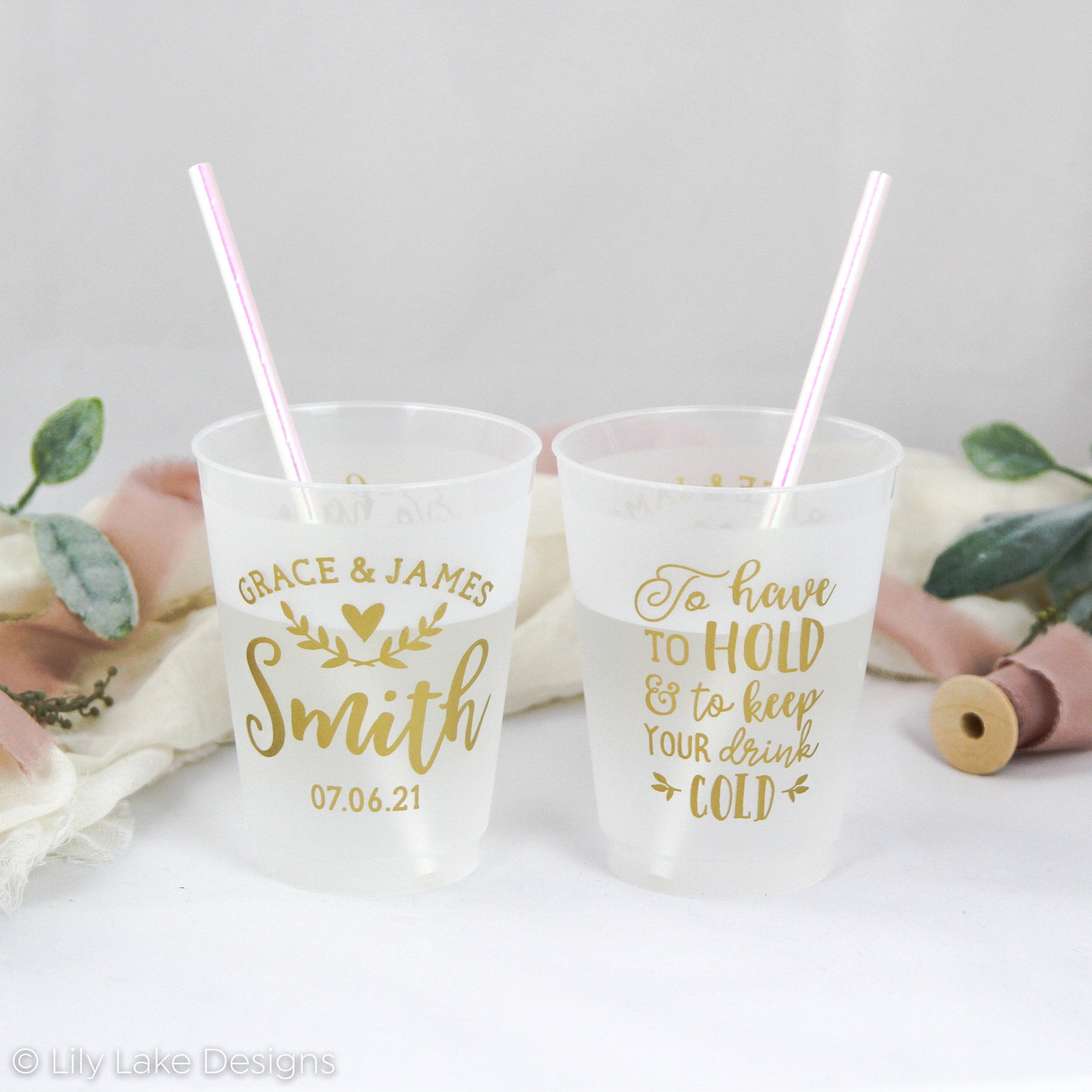 Personalized Wedding Frosted Cups 16oz Plastic Cup Custom - Etsy