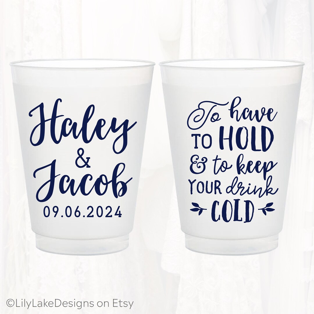 Personalized Wedding Frosted Cups, 16oz Plastic Cup, Custom Wedding ...