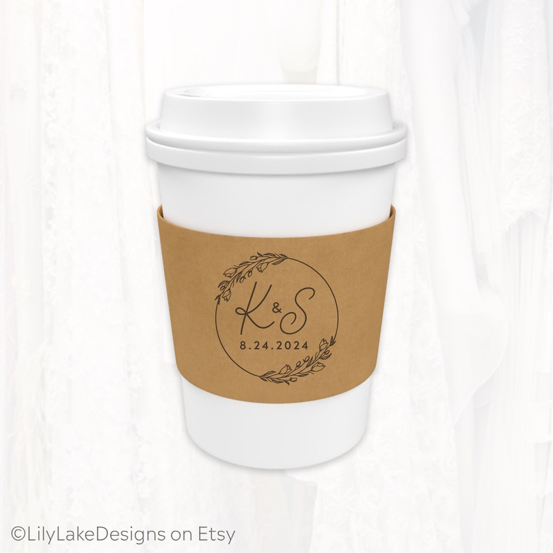 Personalized Wedding Paper Coffee Cup Sleeves, Custom Wedding Favor ...