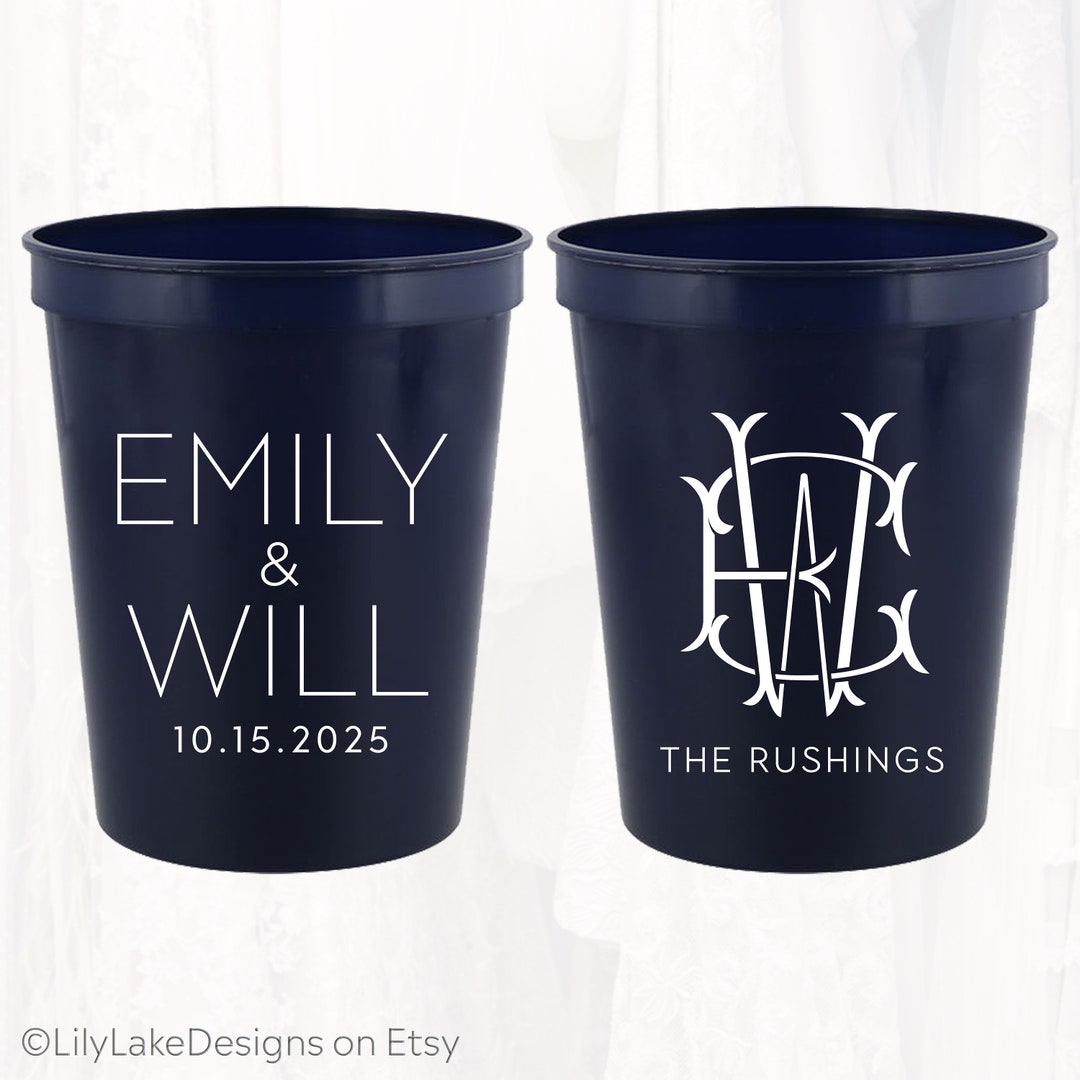 Personalized Wedding Stadium Cups, Custom Wedding Favors, 16oz Plastic ...