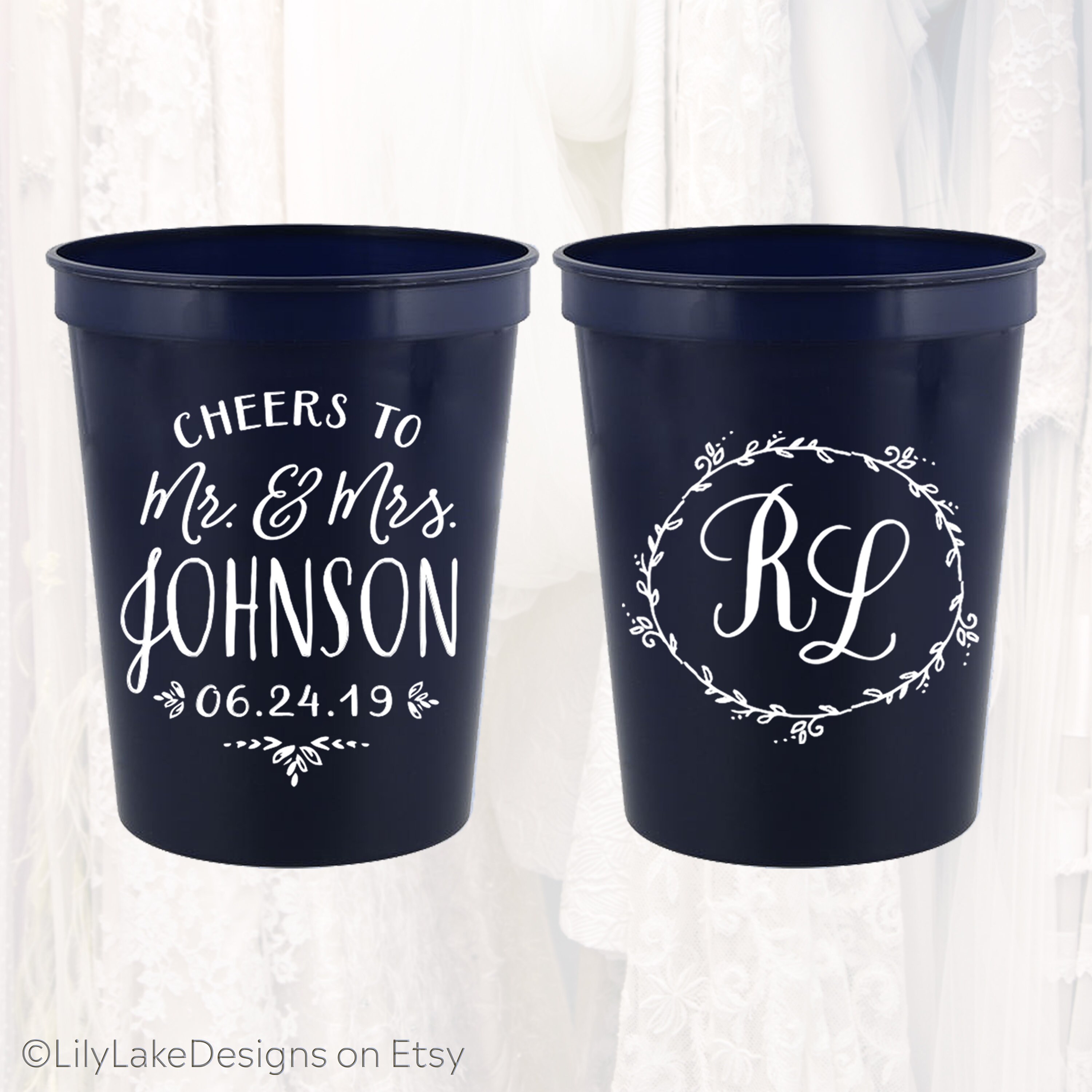 Personalized Wedding Stadium Cups 16oz Cup Monogrammed - Etsy